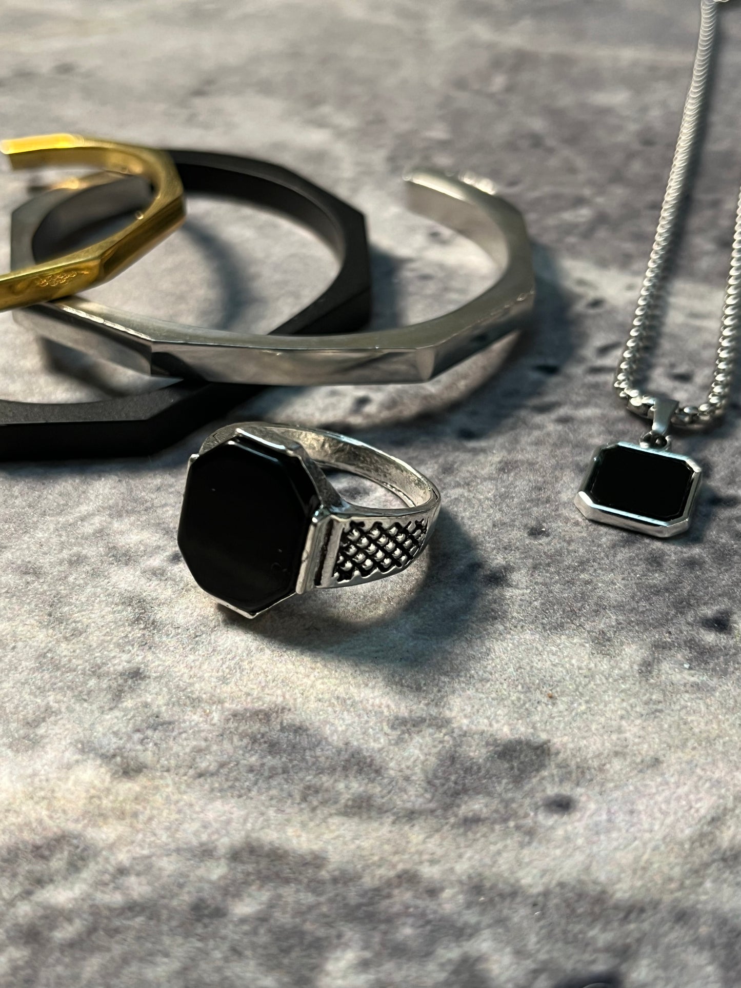 Bundle Deal | Hex Bangle + Midnight Pendant + (FREE Ring) – Vibe Check